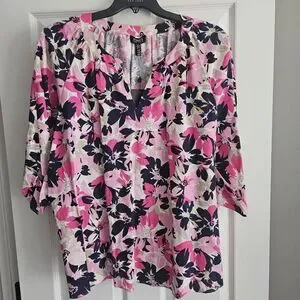 Jones New York | Tops | Jny Woman Plus 34 Sleeve Vneck Linen Blend ...